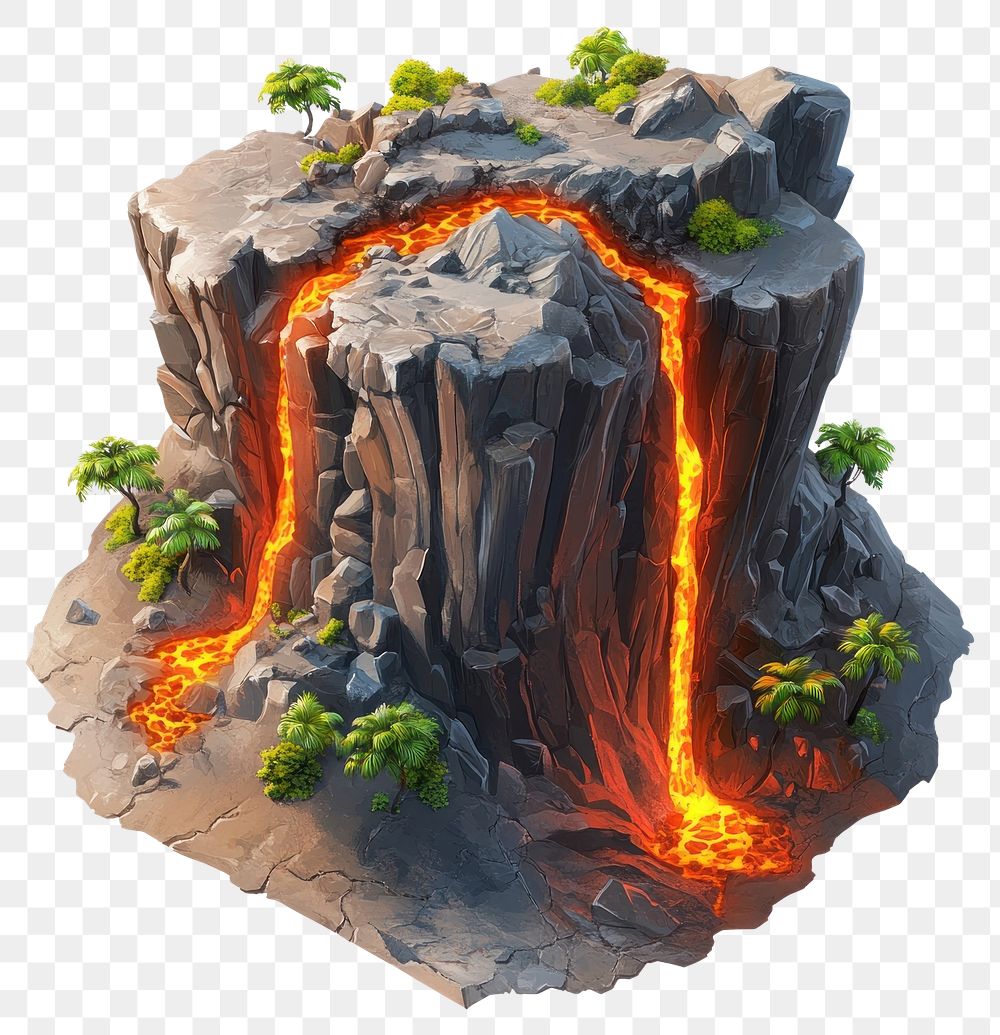 PNG Volcanic island isometric volcano | Free PNG - rawpixel