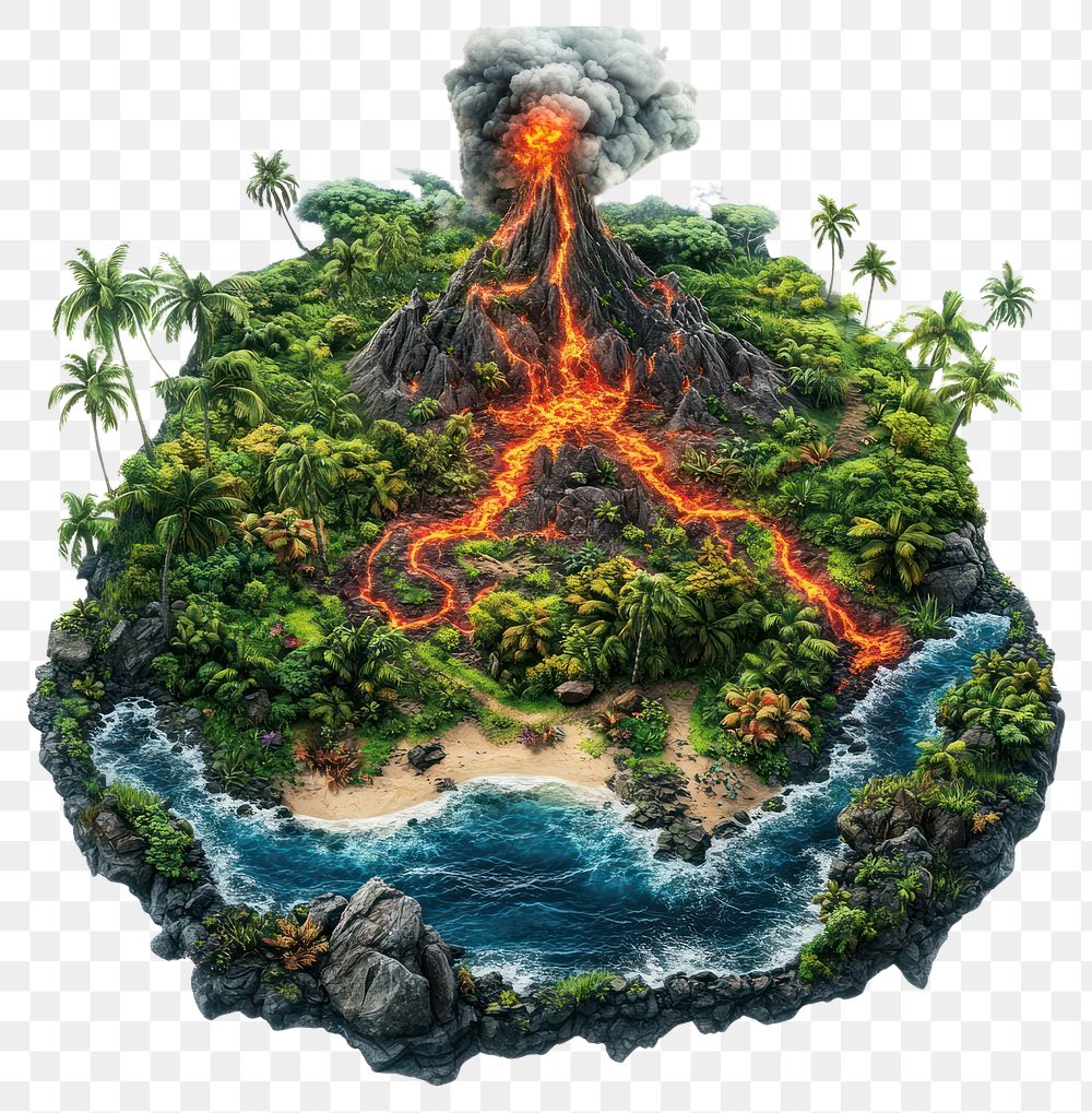 PNG Volcanic island lava vegetation | Free PNG - rawpixel