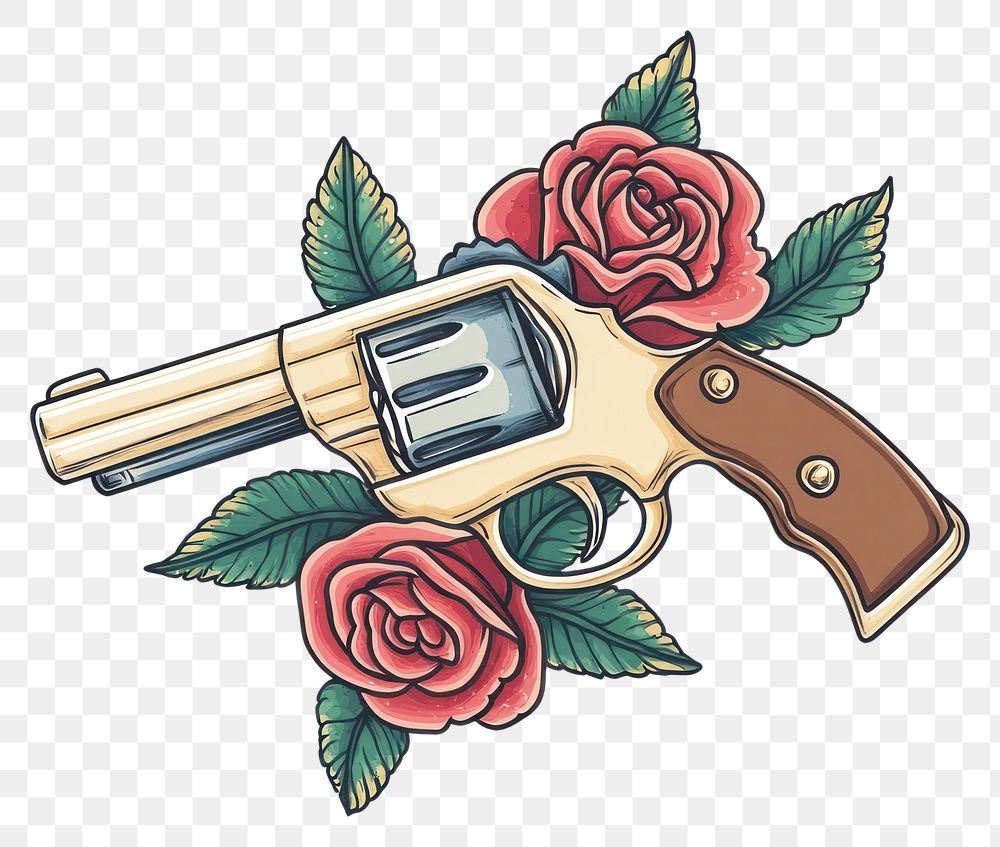PNG Roses gun illustration firearm | Free PNG - rawpixel