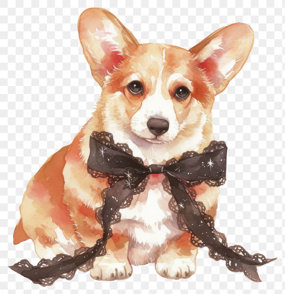 PNG Corgi illustration watercolor animal. | Free PNG - rawpixel