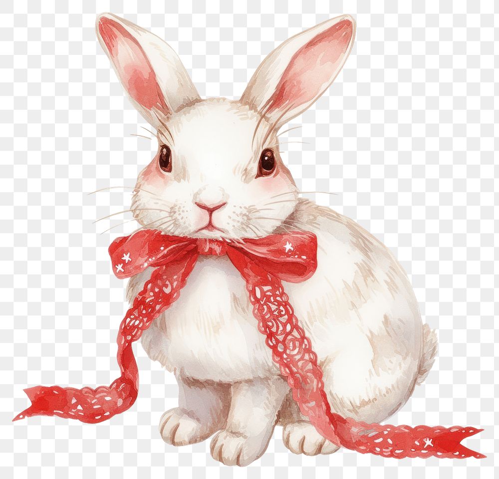 PNG White rabbit illustration watercolor | Free PNG - rawpixel