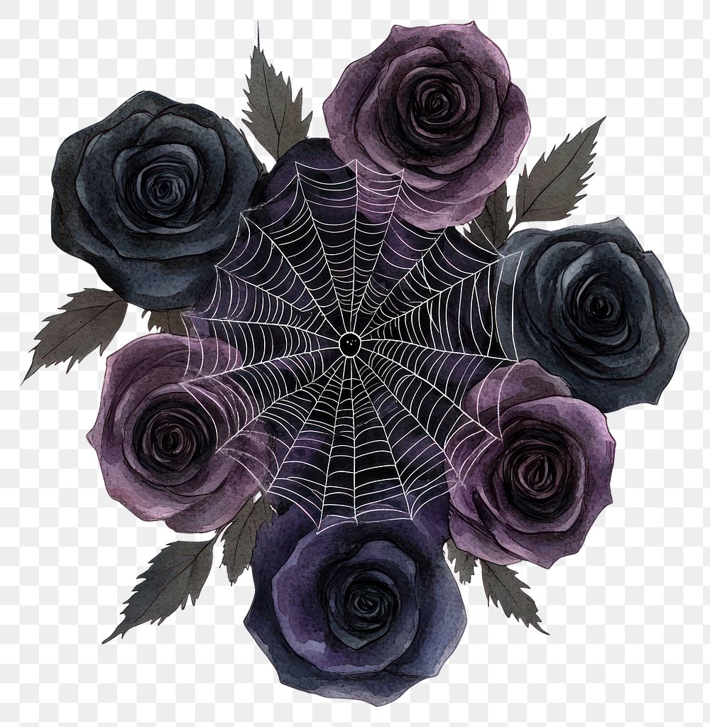 PNG Spider web roses art | Free PNG - rawpixel