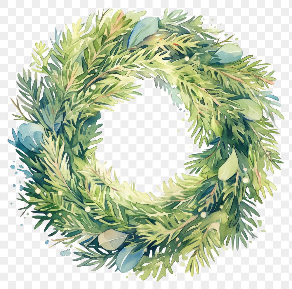 PNG Evergreen wreath illustration watercolor | Free PNG - rawpixel