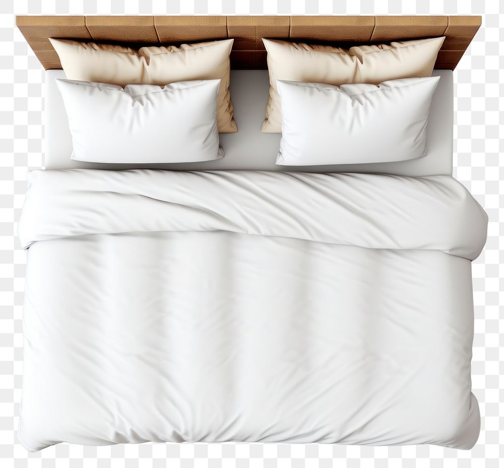 PNG cozy white bed top-view | Free PNG - rawpixel