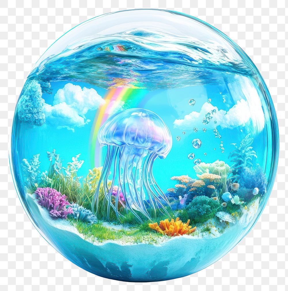 PNG Jellyfish rainbow sphere water. | Free PNG - rawpixel