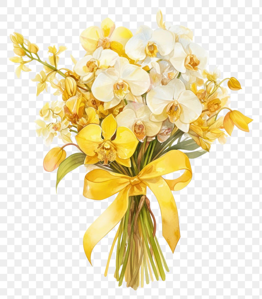 PNG Yellow coquette Orchid bouquet | Premium PNG - rawpixel
