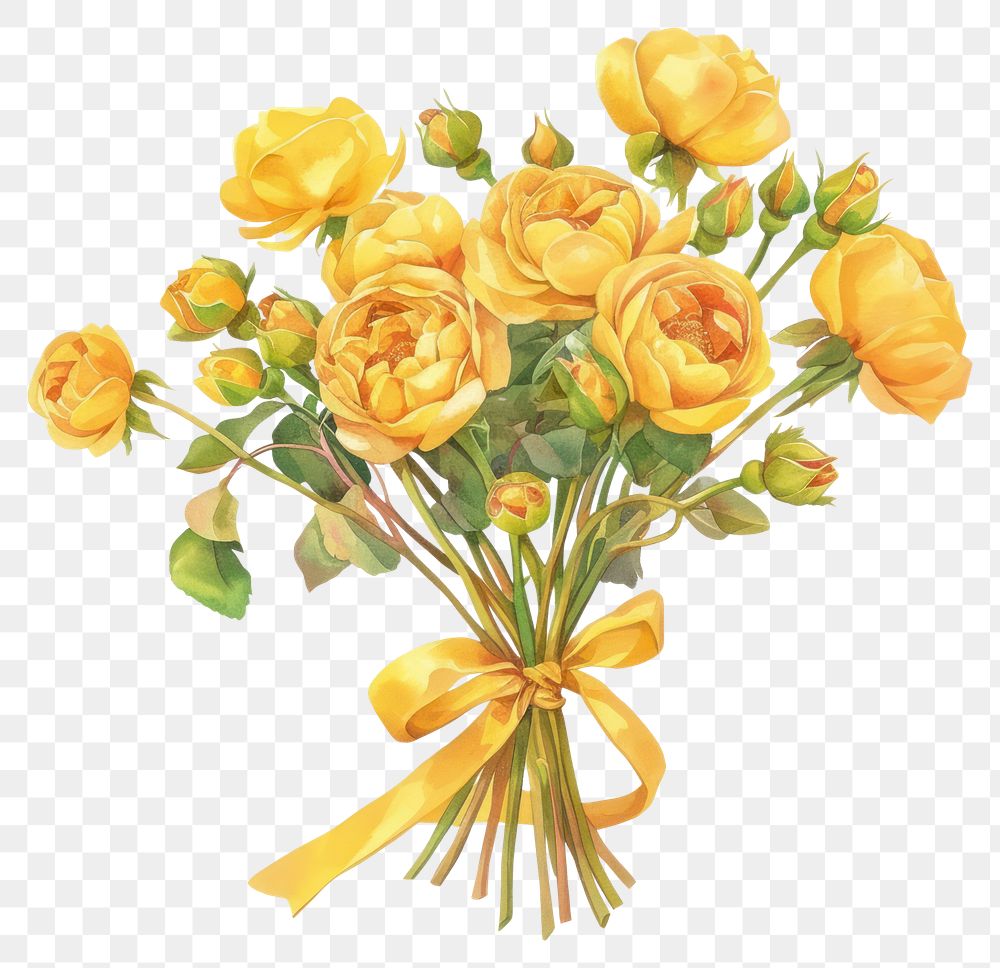 PNG Yellow coquette Rose bouquet | Free PNG - rawpixel