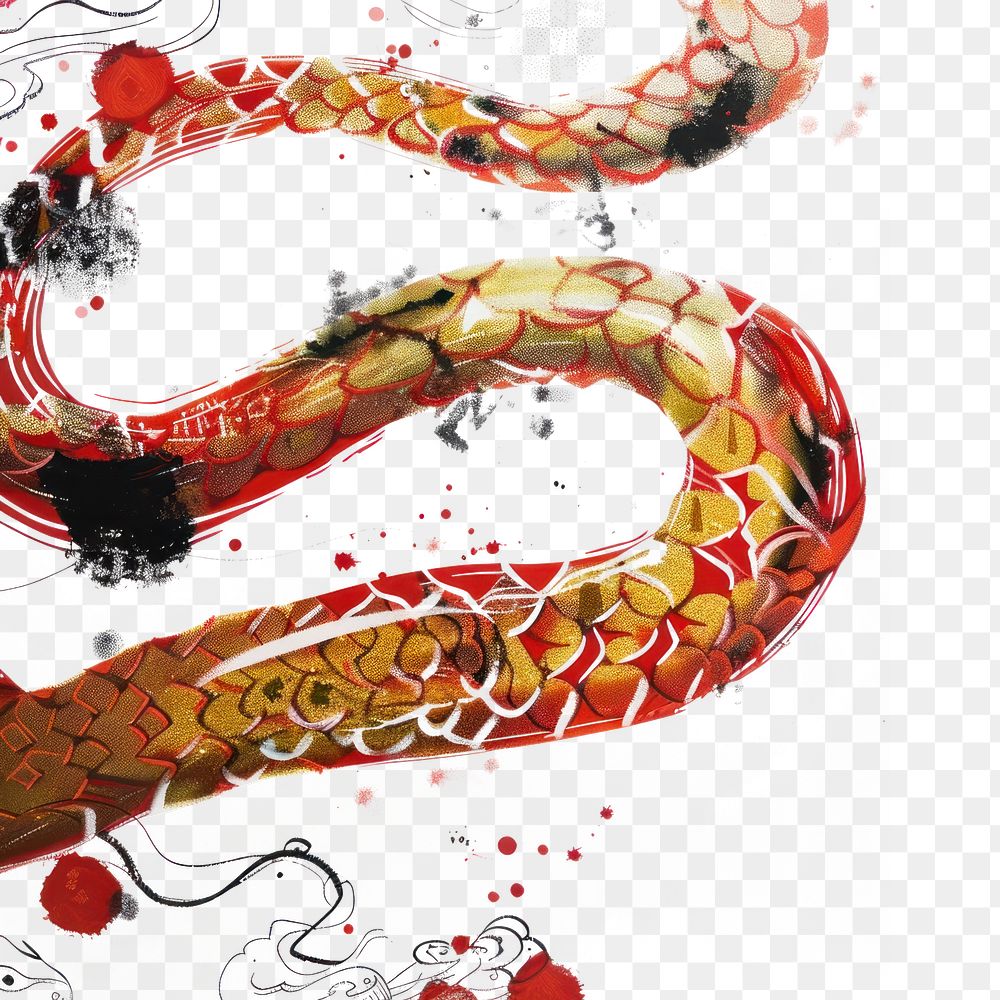 PNG Red-gold snake Japanese minimal | Premium PNG - rawpixel