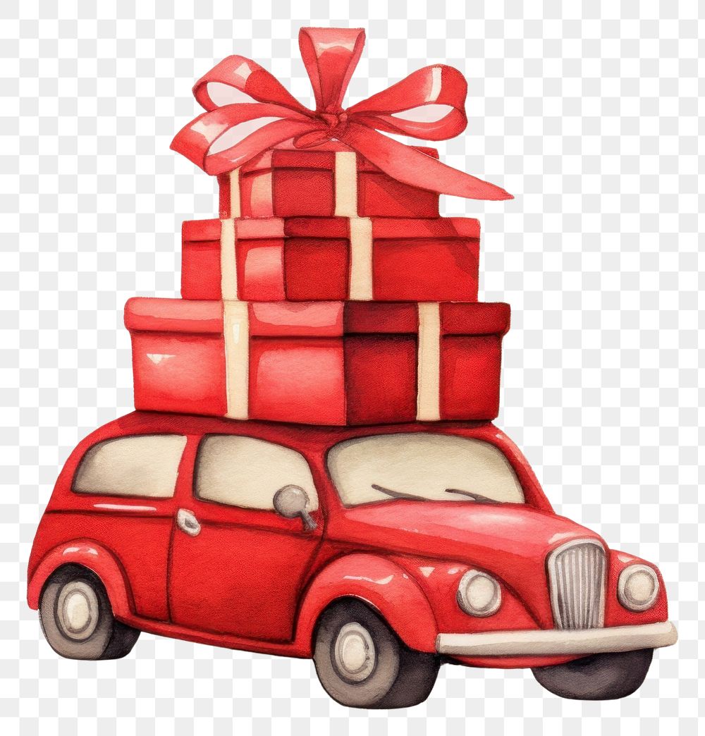 PNG Vintage car carrying gifts. | Free PNG - rawpixel
