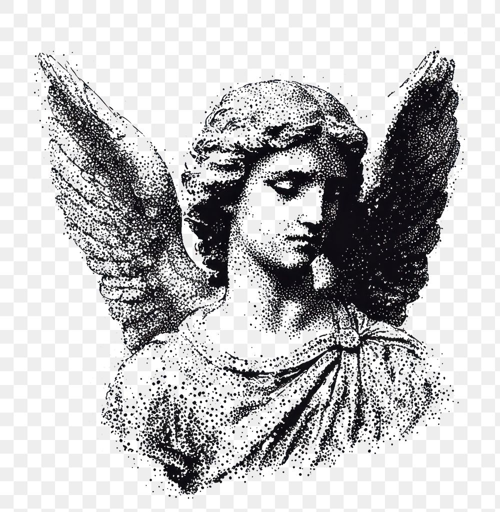 PNG Angel retro photocopy stipple | Free PNG - rawpixel
