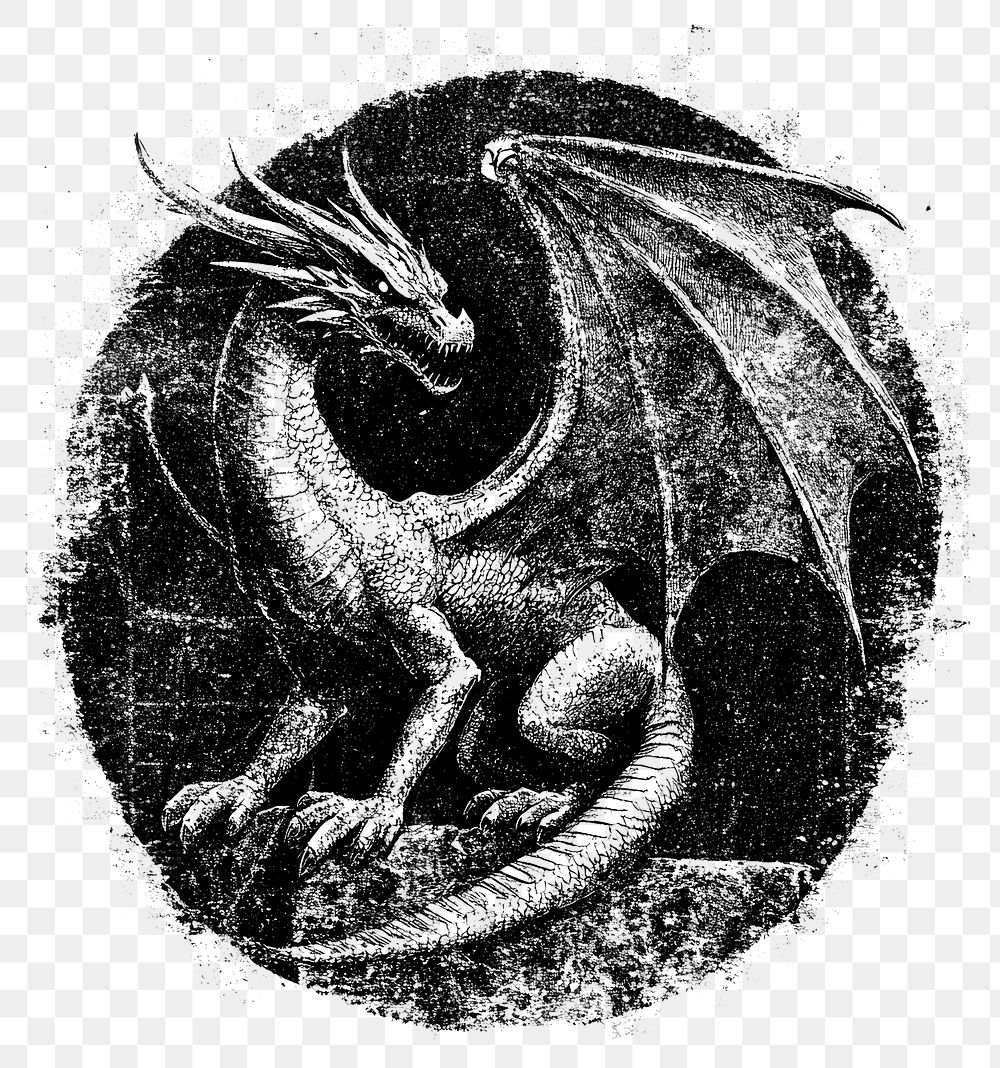 PNG Dragon retro photocopy stipple | Free PNG - rawpixel