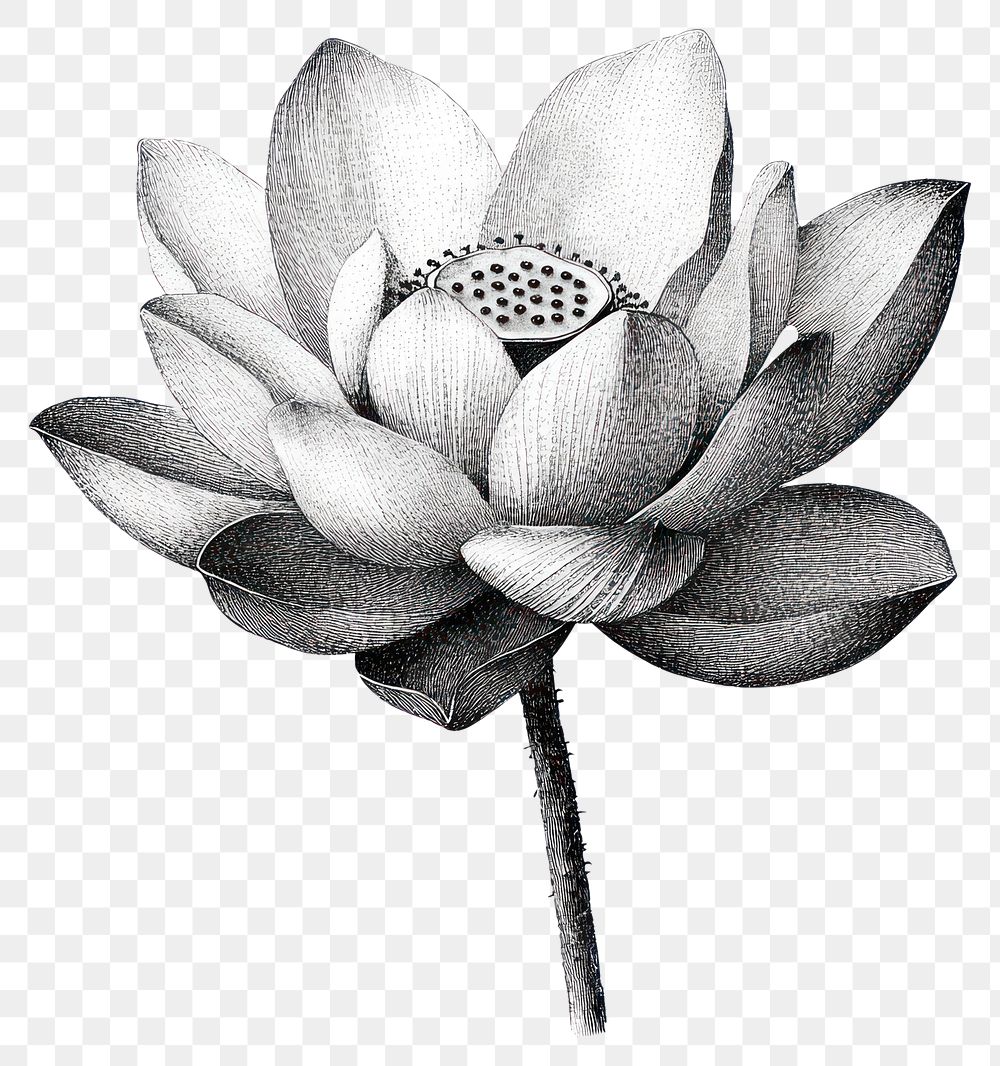 PNG Lotus retro photocopy stipple | Free PNG - rawpixel