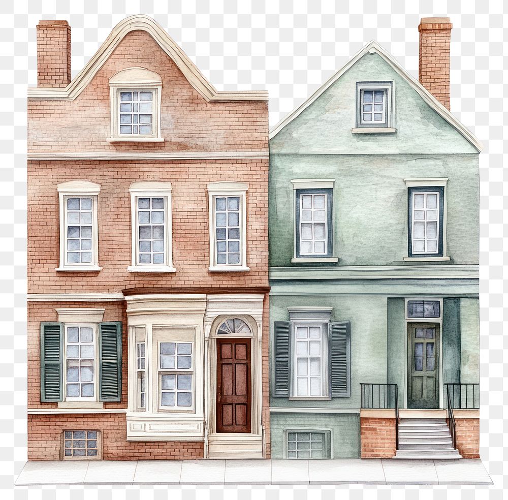 PNG Vintage Colonial townhouses architecture | Free PNG - rawpixel