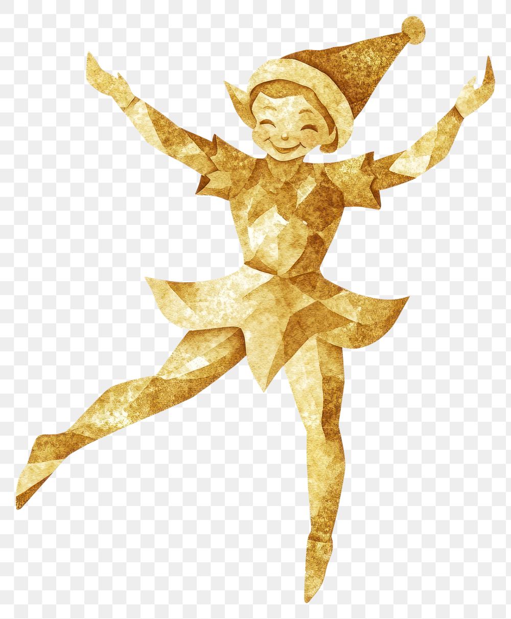 PNG Christmas elf dancing gold | Free PNG - rawpixel