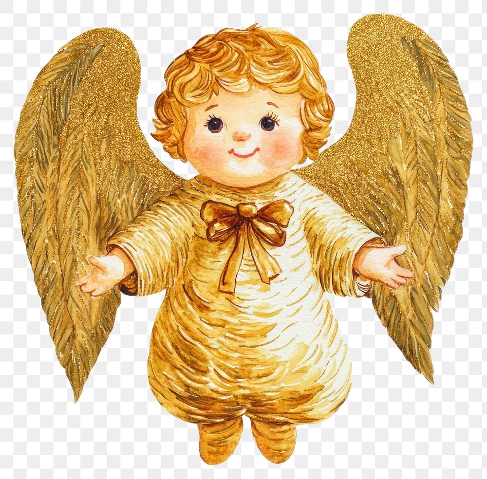 PNG Christmas chubby angel watercolor | Free PNG - rawpixel