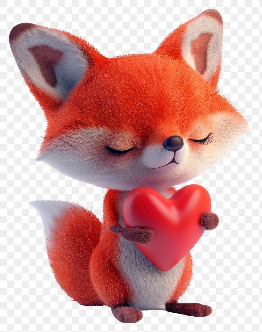 PNG Red fox hugging heart | Free PNG - rawpixel