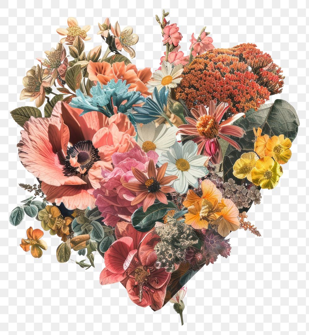PNG Flower Collage heart shaped | Free PNG - rawpixel
