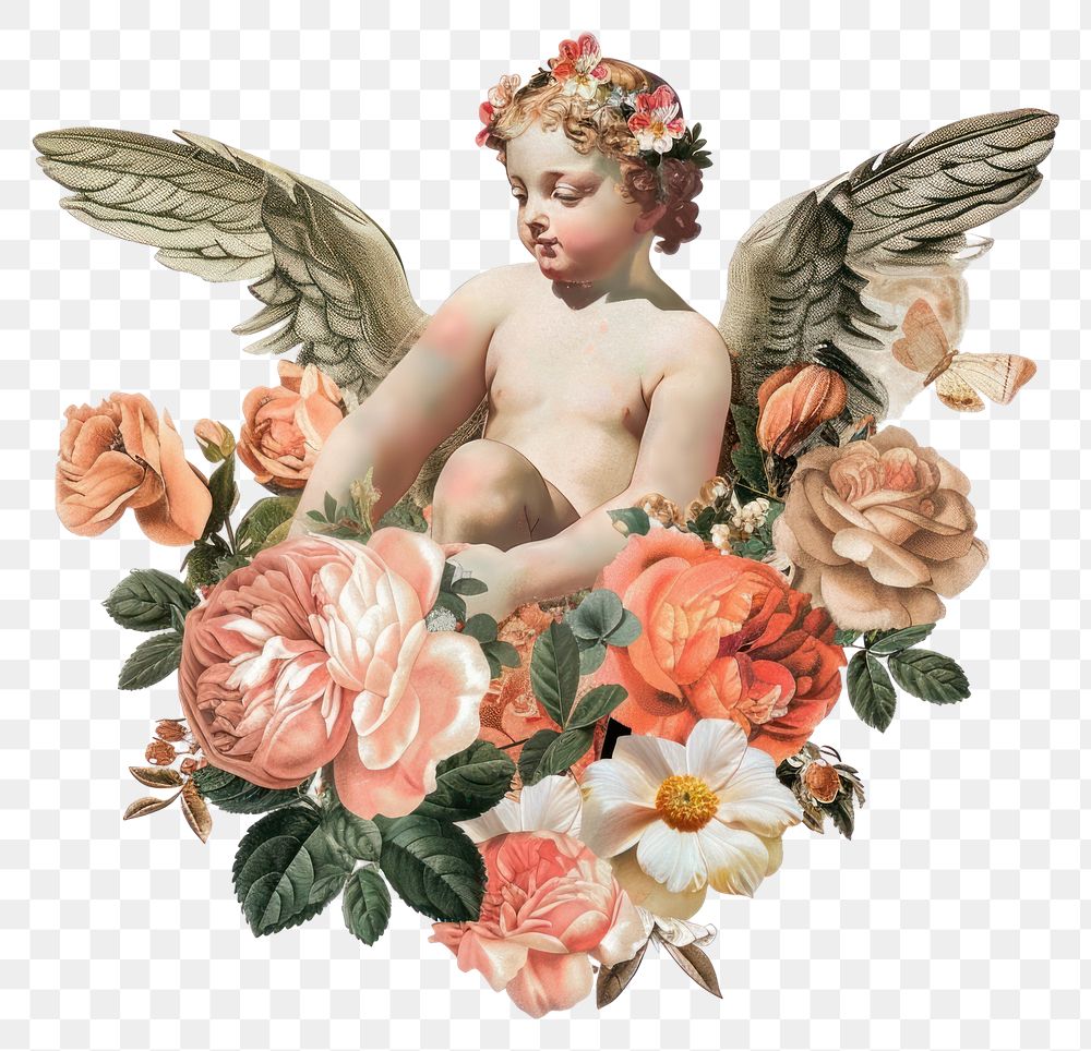 PNG Cupid flowers illustration elements. | Free PNG - rawpixel