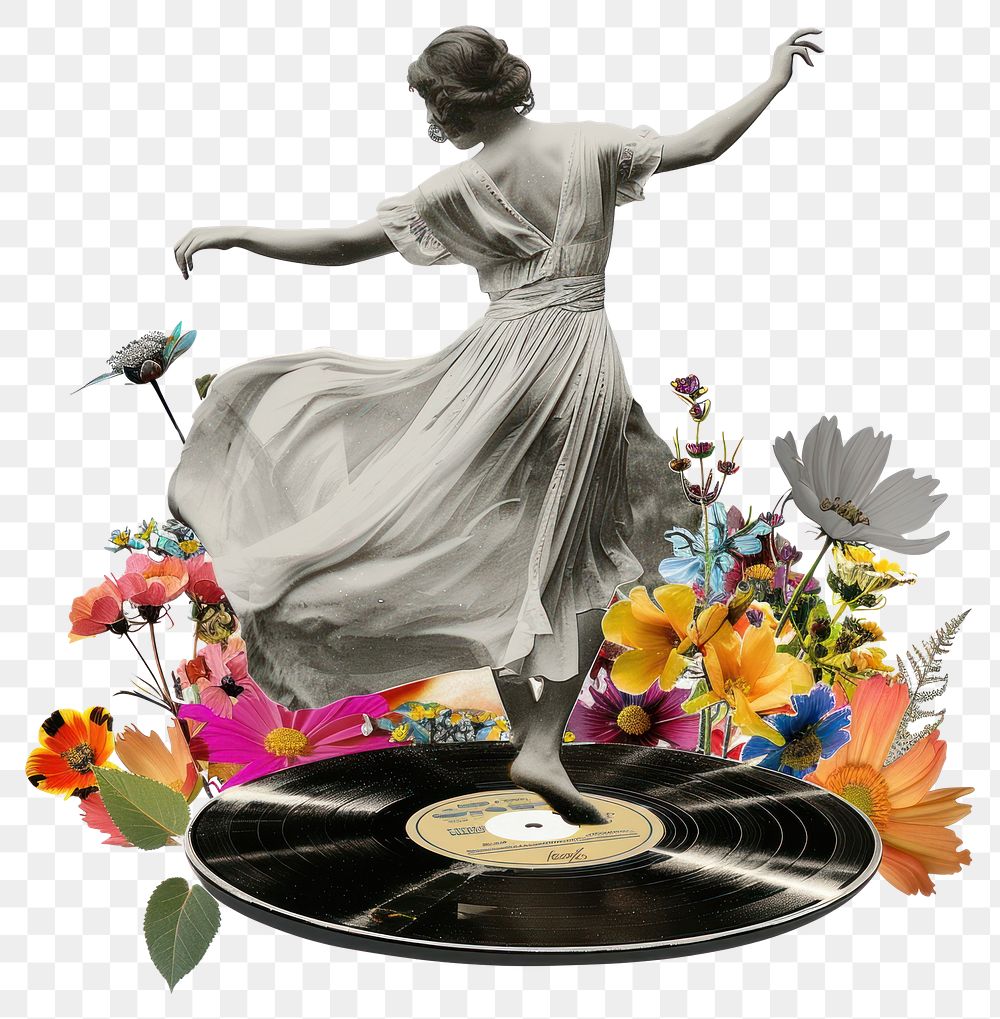 PNG Woman dancing collage flower | Free PNG - rawpixel