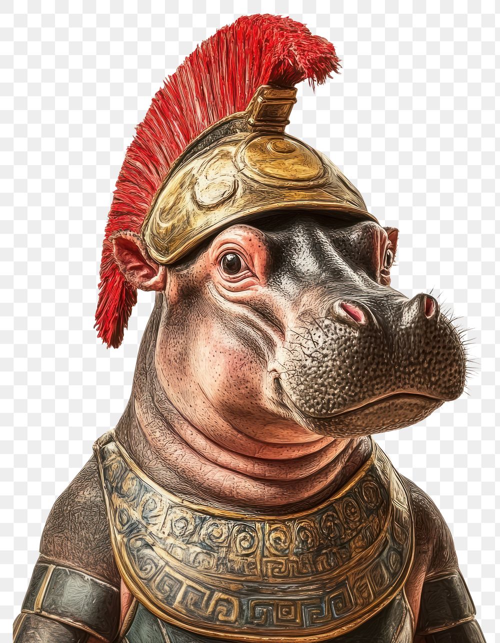 PNG Baby Hippopotamus wearing Greek | Free PNG - rawpixel