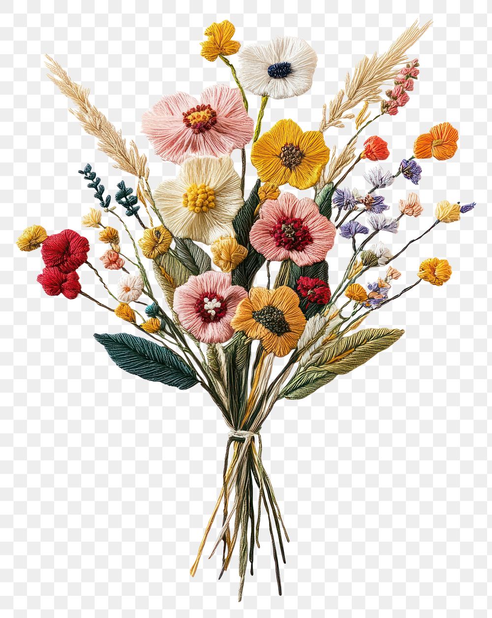 PNG Embroidery flower bouquet flowers | Free PNG - rawpixel