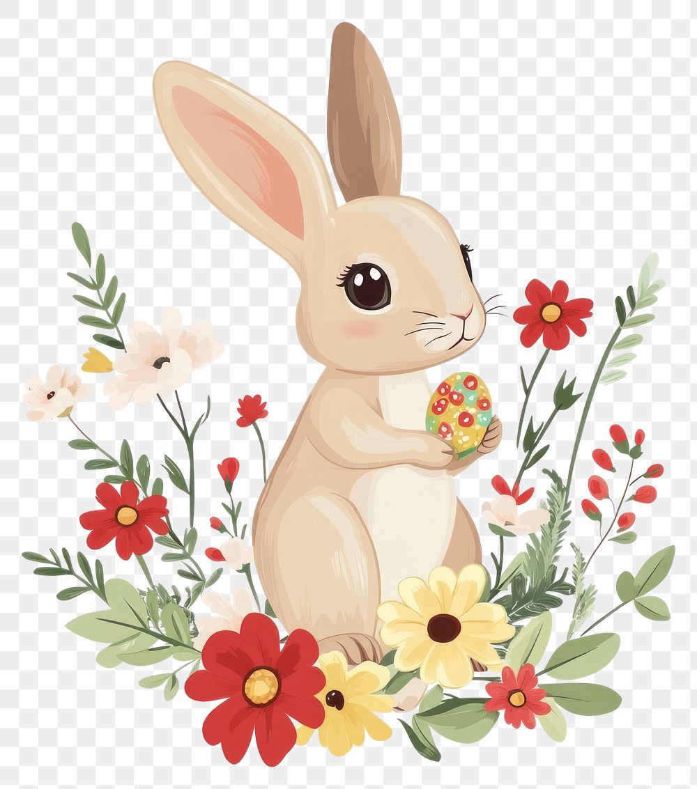 PNG Cute bunny flowers illustration | Free PNG - rawpixel