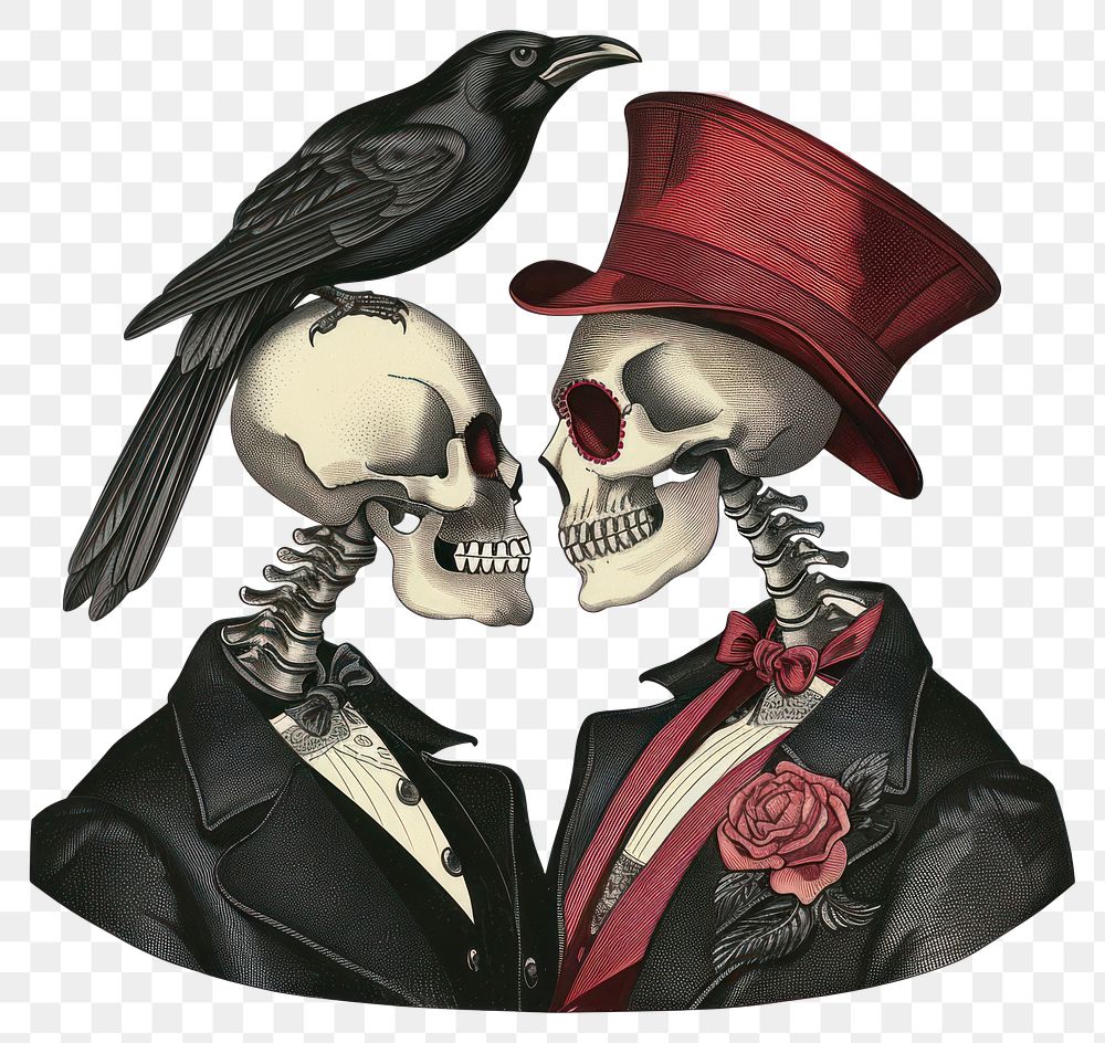 PNG Skeleton crow illustration vintage | Free PNG - rawpixel