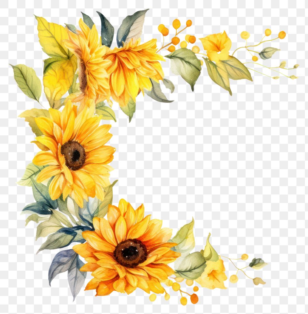 PNG sunflower corner frame flowers | Free PNG - rawpixel
