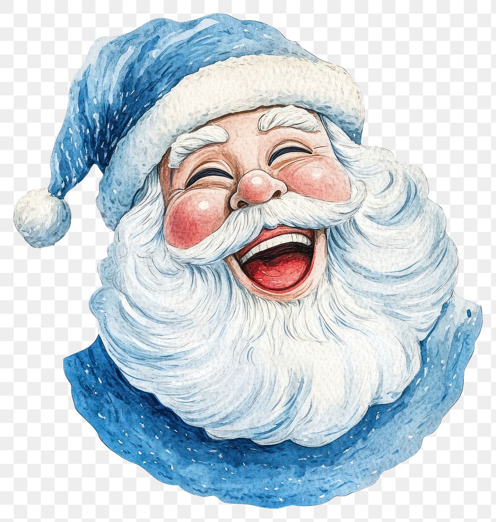 PNG Blue Christmas Santa head | Free PNG - rawpixel