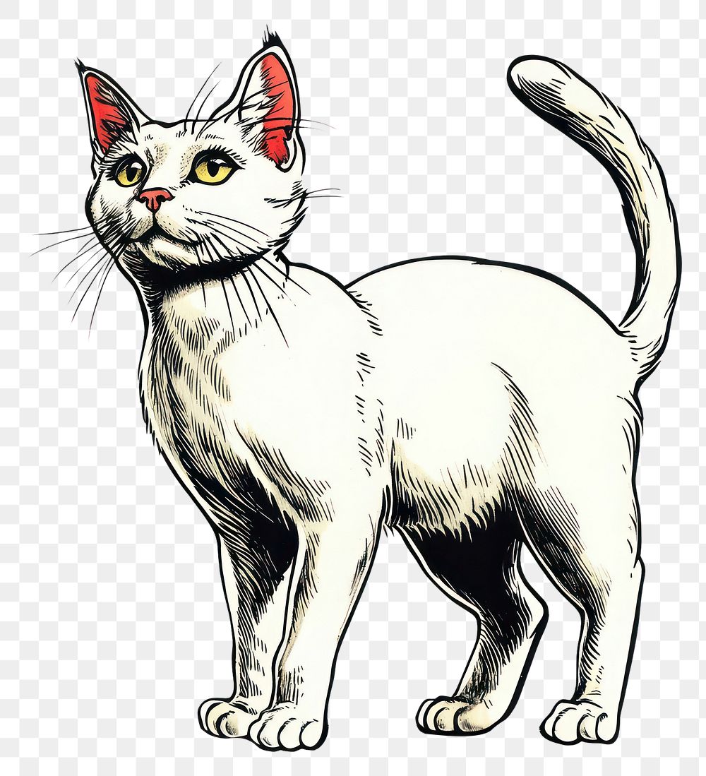 PNG White cat illustration drawing | Free PNG - rawpixel