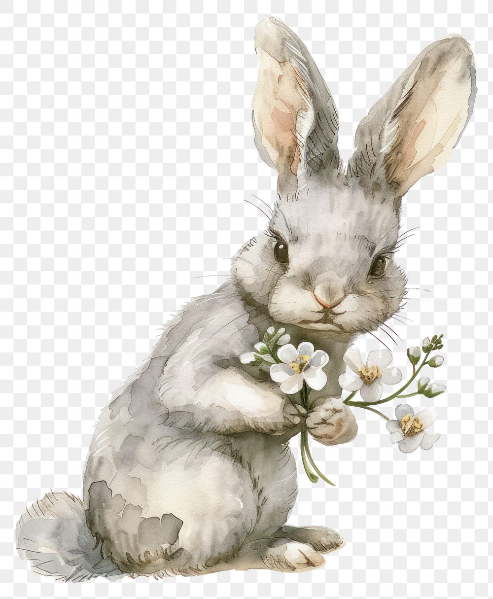 PNG Bunny sitting holding spring | Free PNG - rawpixel