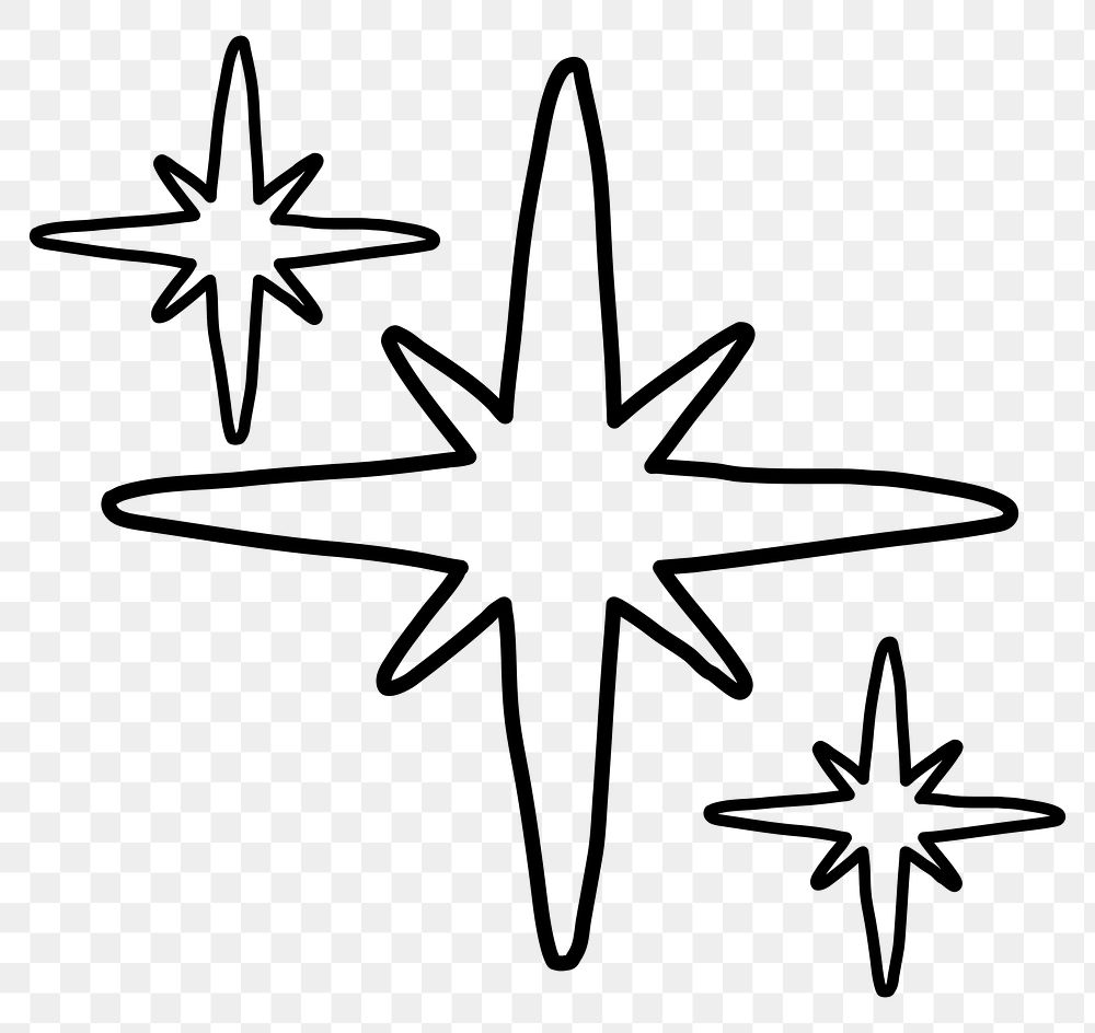 PNG Sparkling stars line art | Free PNG - rawpixel