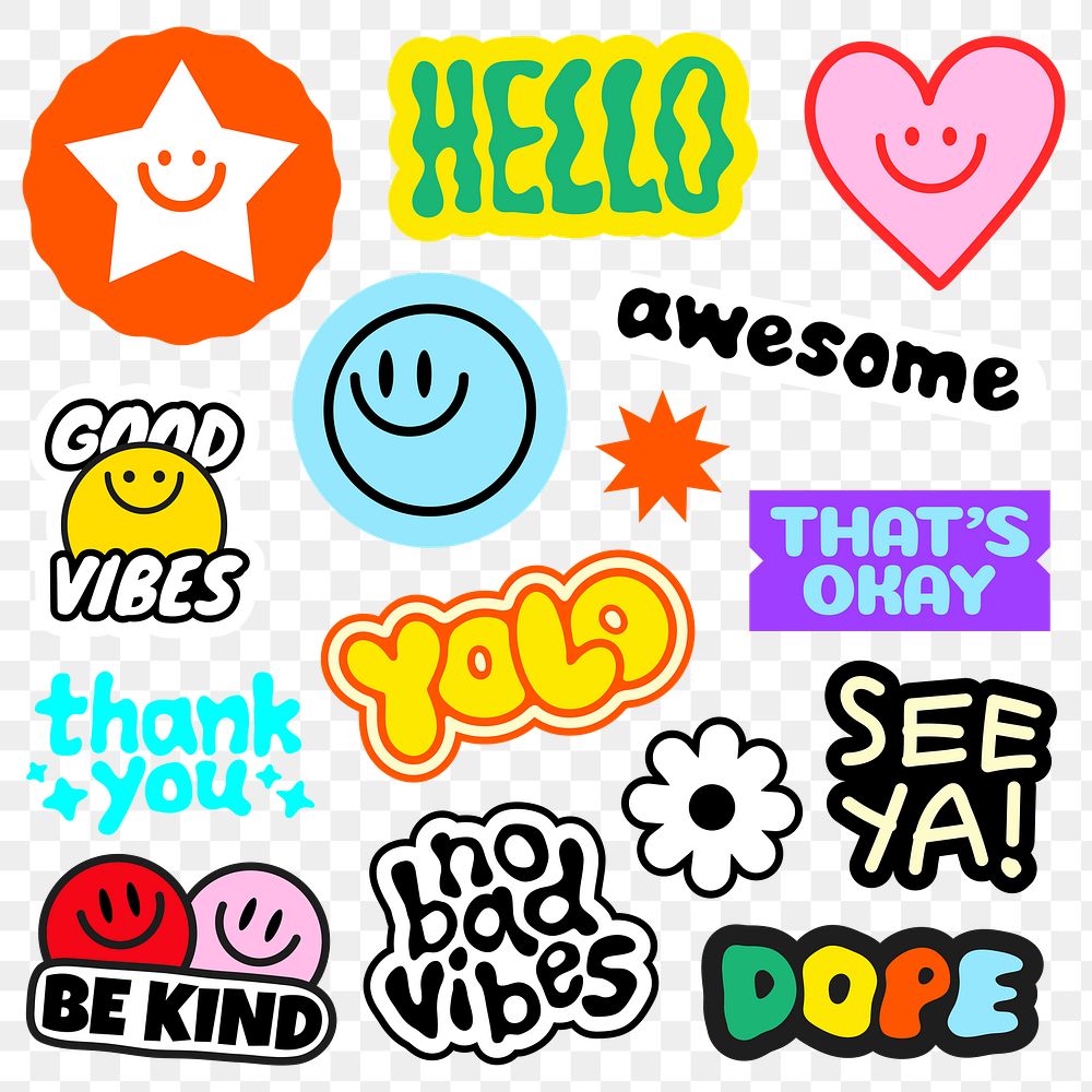 PNG Colorful positive sticker collection | Premium PNG - rawpixel