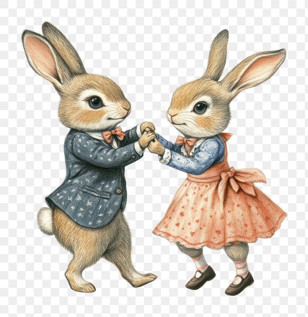 PNG Rabbit couple characters dancing | Free PNG - rawpixel