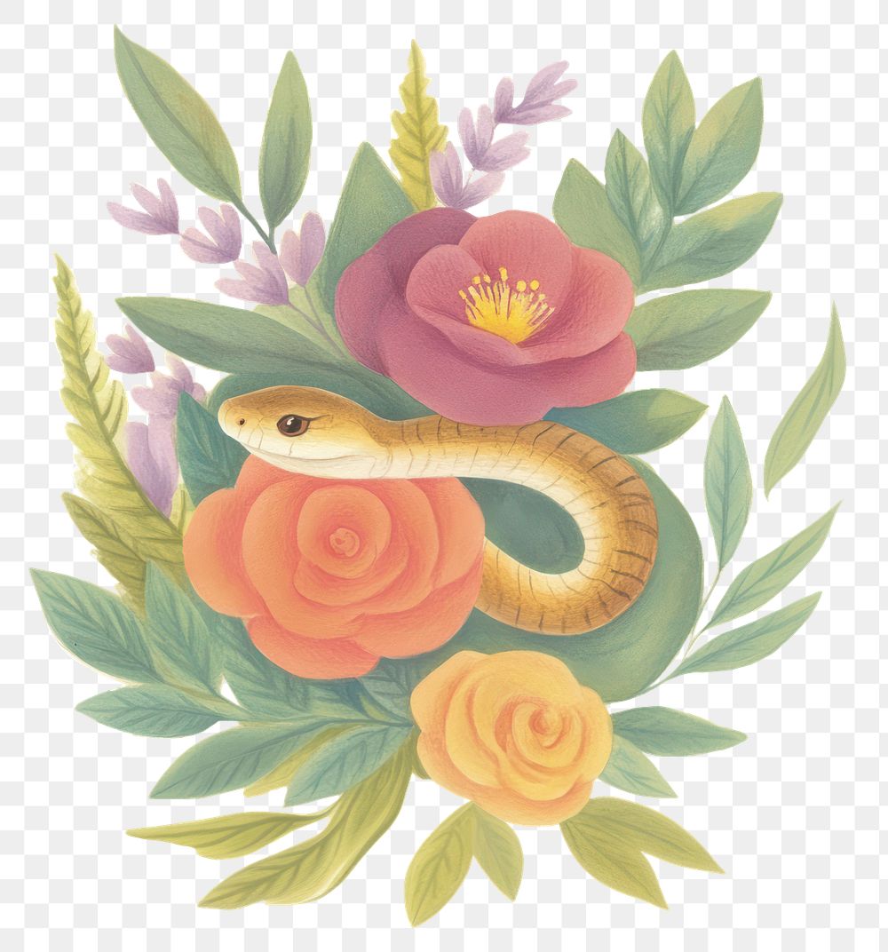 PNG Cute floral snake illustration | Free PNG - rawpixel
