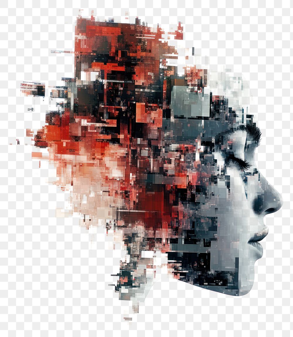 PNG Pixelated abstract modern face. | Free PNG - rawpixel