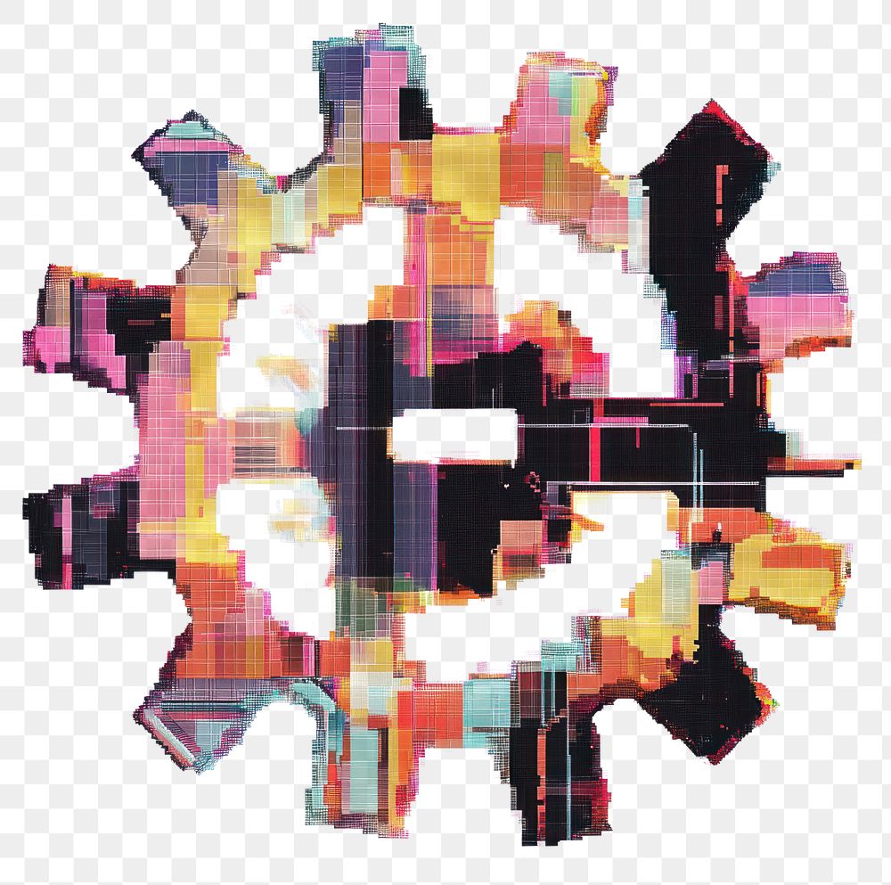 PNG Gear pixelated abstract art. | Free PNG - rawpixel