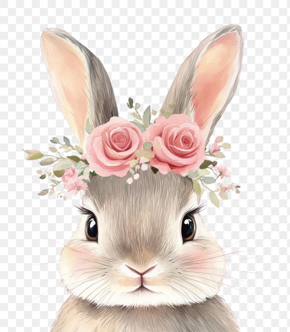 PNG Cute bunny flowers illustration | Free PNG - rawpixel