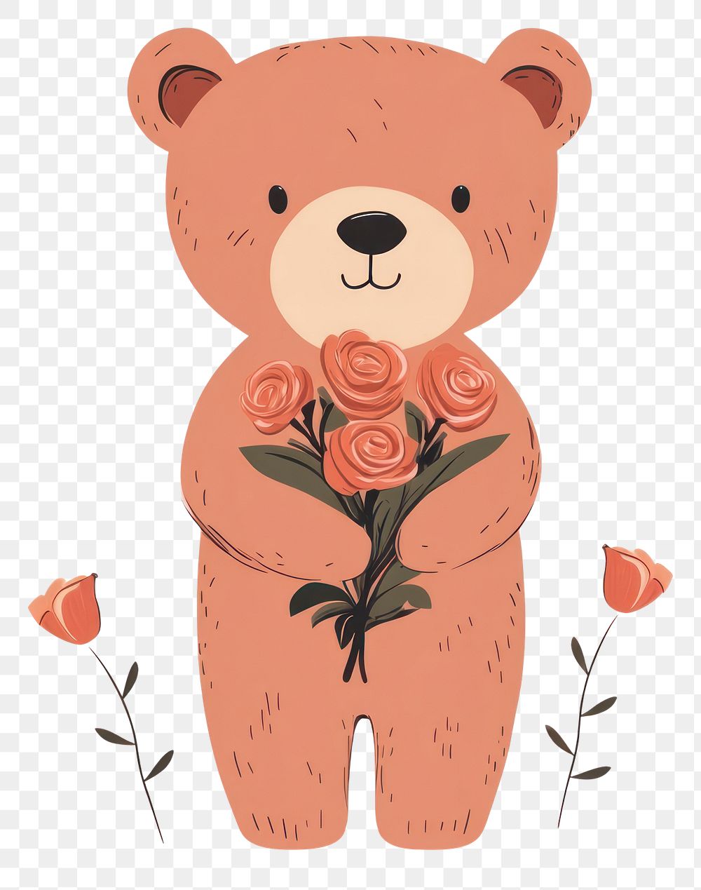 PNG Teddy bear holding roses | Free PNG - rawpixel