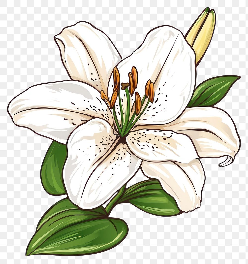 PNG White lily sticker vector | Free PNG - rawpixel