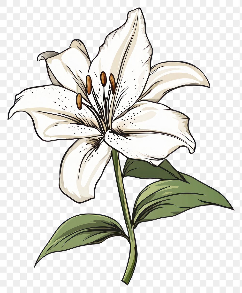 PNG White lily sticker vector | Free PNG - rawpixel