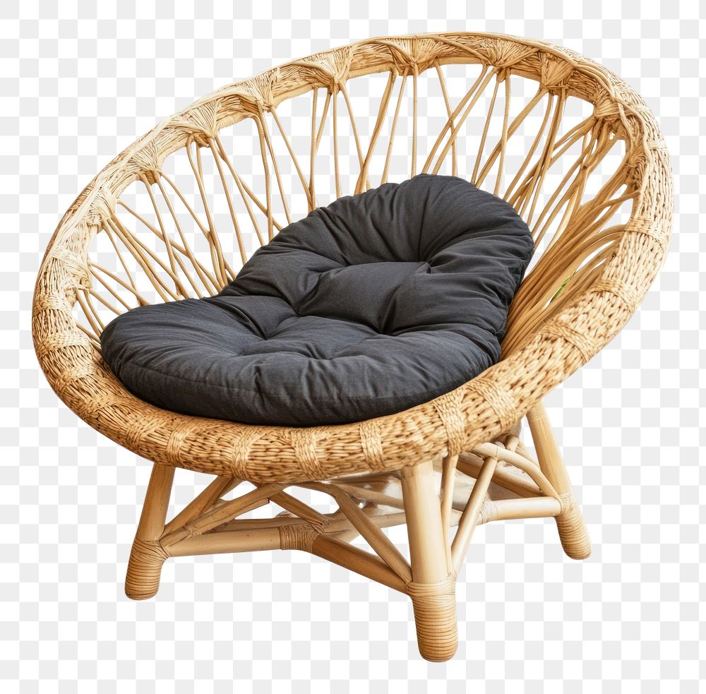 PNG Rattan chair black cushion | Free PNG - rawpixel