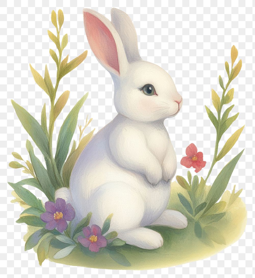 PNG Cute floral bunny illustration | Free PNG - rawpixel