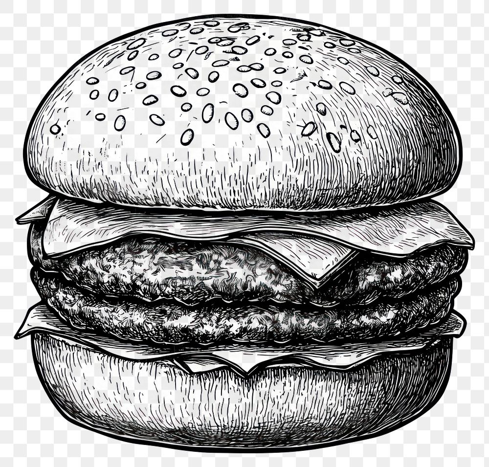 PNG Hamburger art drawing sketch. | Free PNG - rawpixel