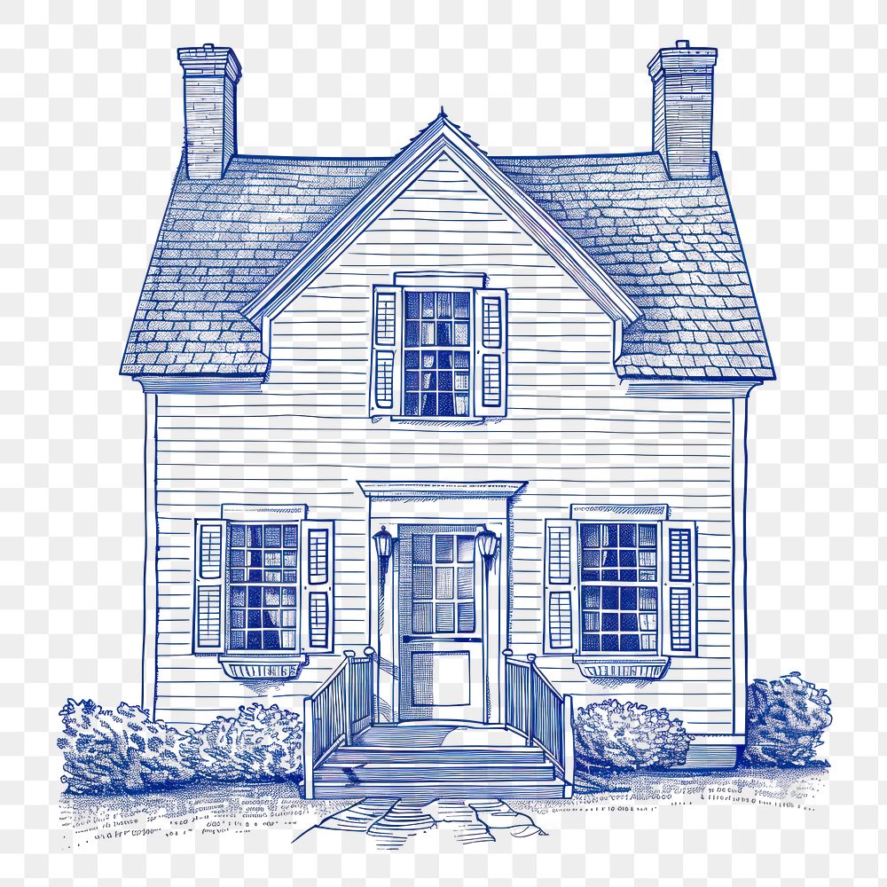 PNG Hand drawn Colonial house | Premium PNG - rawpixel