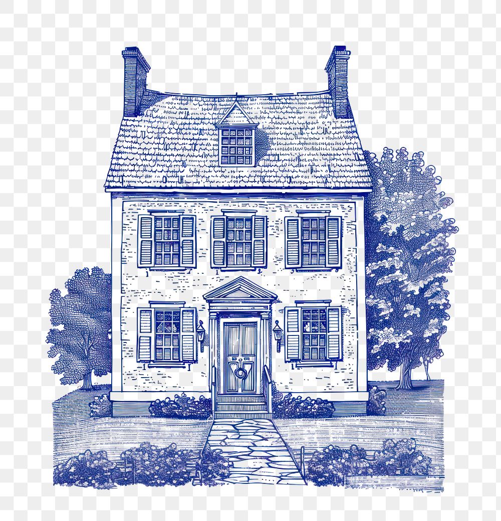 PNG Hand drawn Colonial house | Free PNG - rawpixel