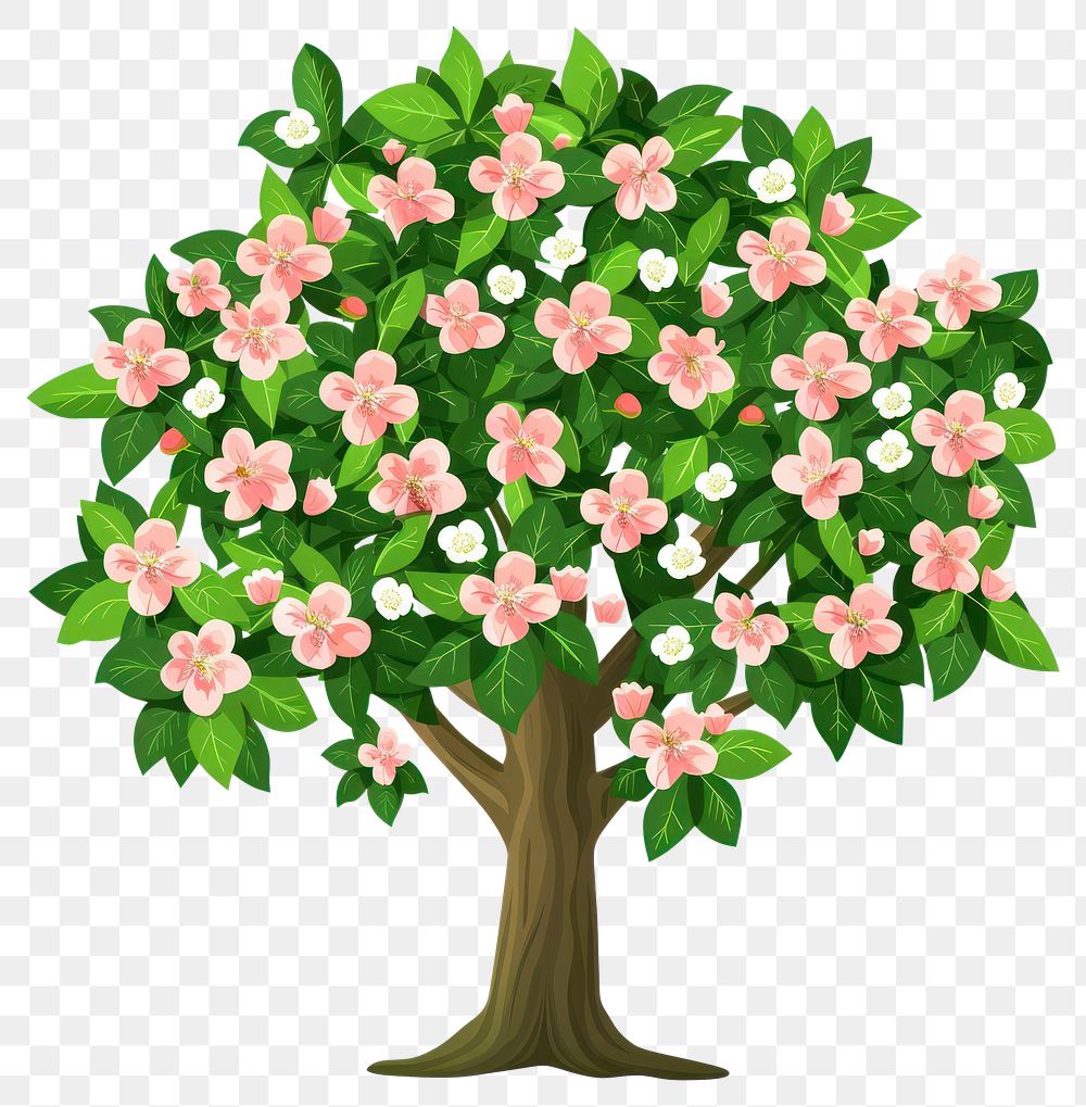 PNG Cartoon tree pink flowers | Free PNG - rawpixel