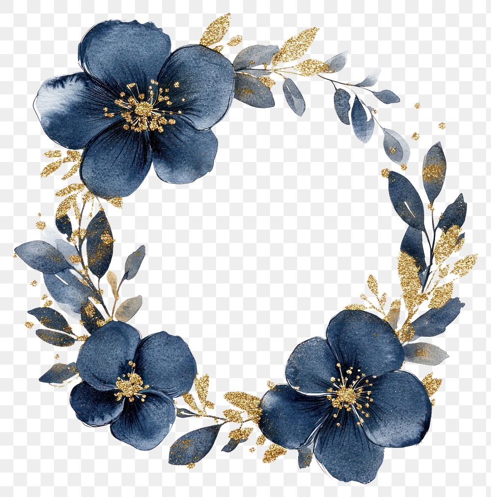 PNG Navy flower frame flowers | Free PNG - rawpixel