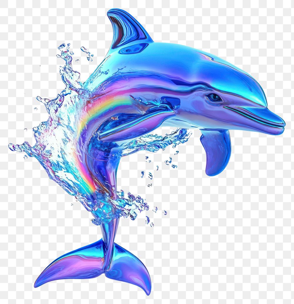 PNG Dolphin illustration rainbow splash. | Free PNG - rawpixel