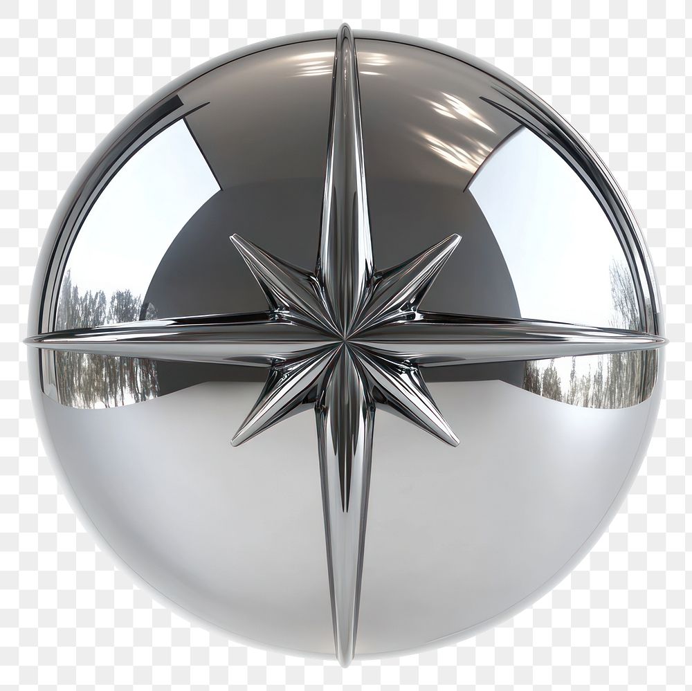 PNG Chrome sphere surrounded four-pointed | Free PNG - rawpixel